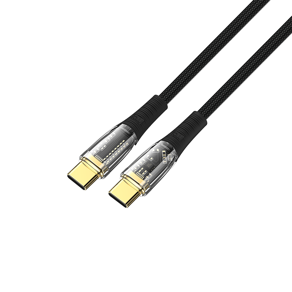 100W Transparent Cable C to C Black C-B200TR - My Candy Tech