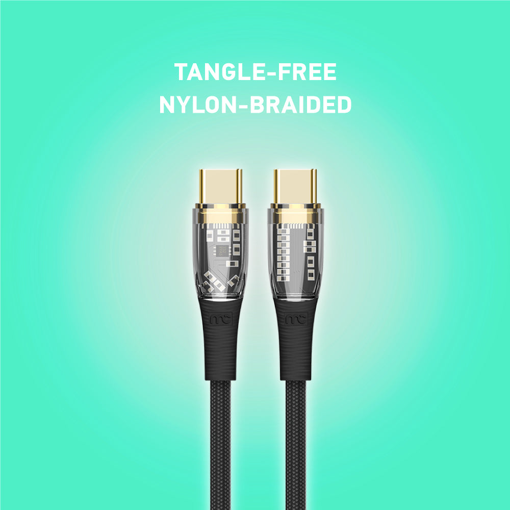 100W Transparent Cable C to C Black C-B200TR - My Candy Tech