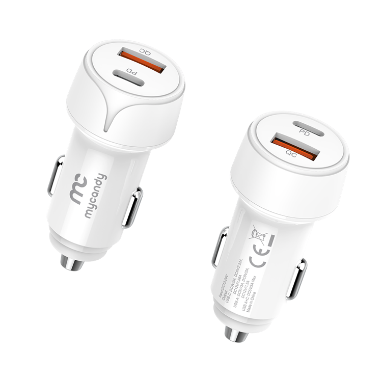 20W Dual Output Car Charger with Type-C to Lightning Cable - My Candy Tech