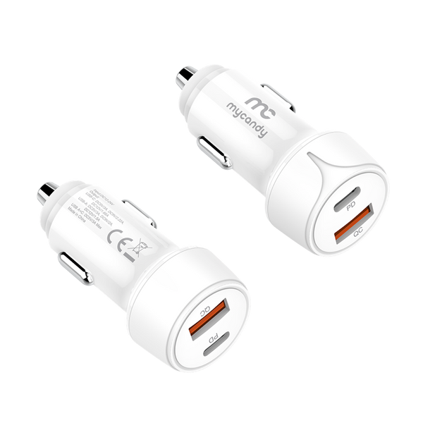 20W Dual Output Car Charger with Type-C to Lightning Cable - My Candy Tech